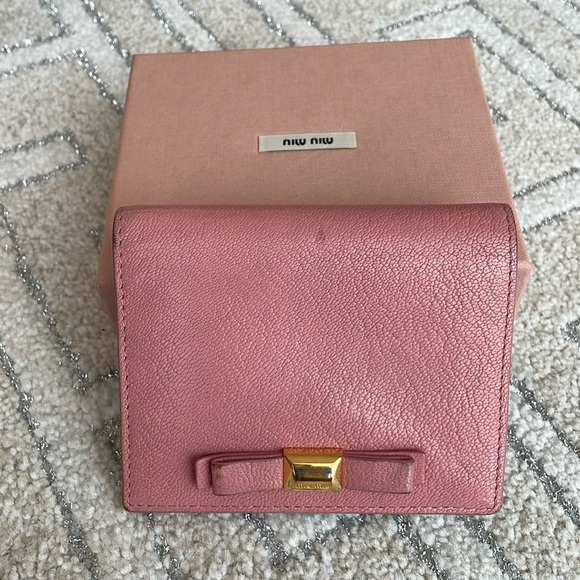 Miu Miu | Bags | Miu Miu Bifold Leather Pink Wallet And Miu Miu Box ...
